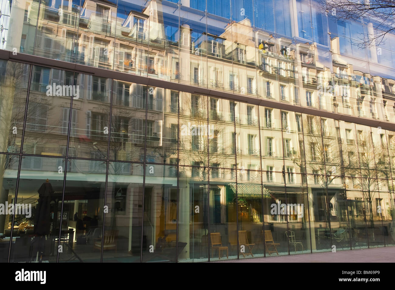 Building reflecting in a glass wall, Paris, France Stock Photo - Alamy