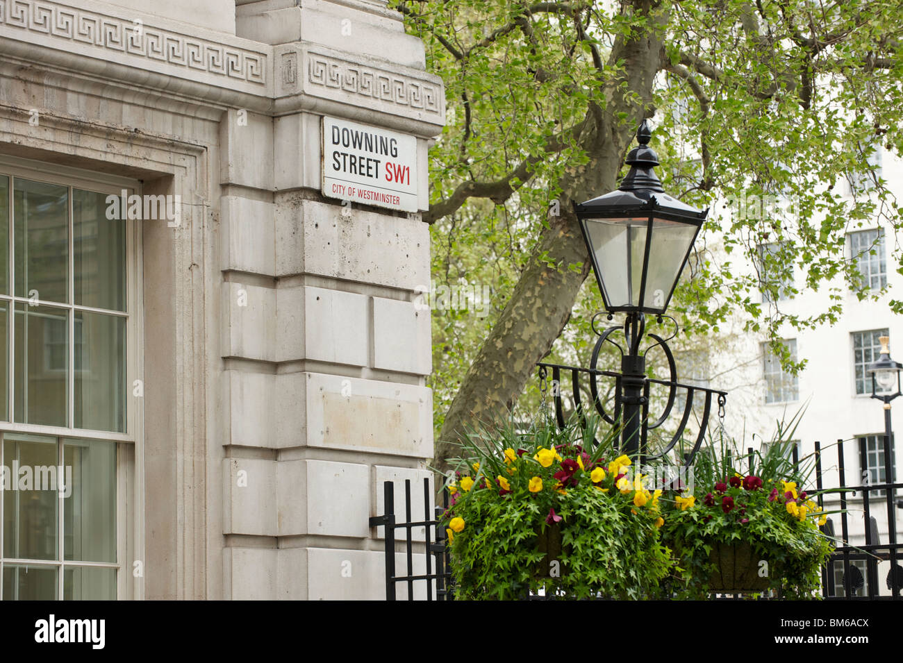 Downing Street SW1, City of Westminster street sign, London Stock Photo ...