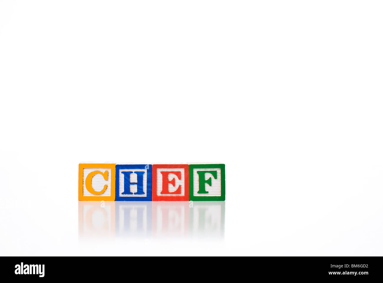 Colorful children's blocks spelling CHEF Stock Photo - Alamy