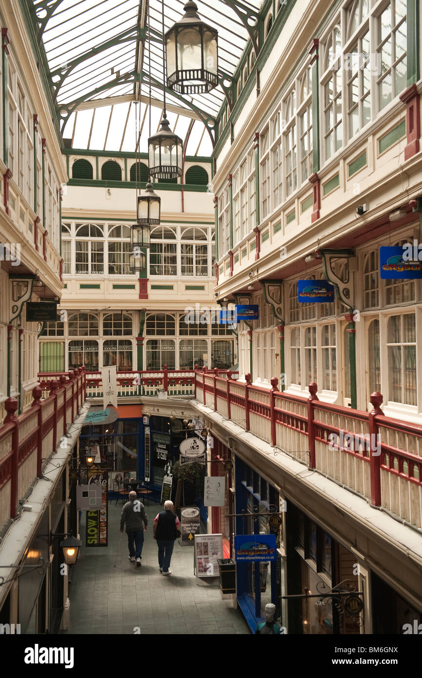 The covered victorian era Castle arcade, Cardiff city, Wales UK Stock ...