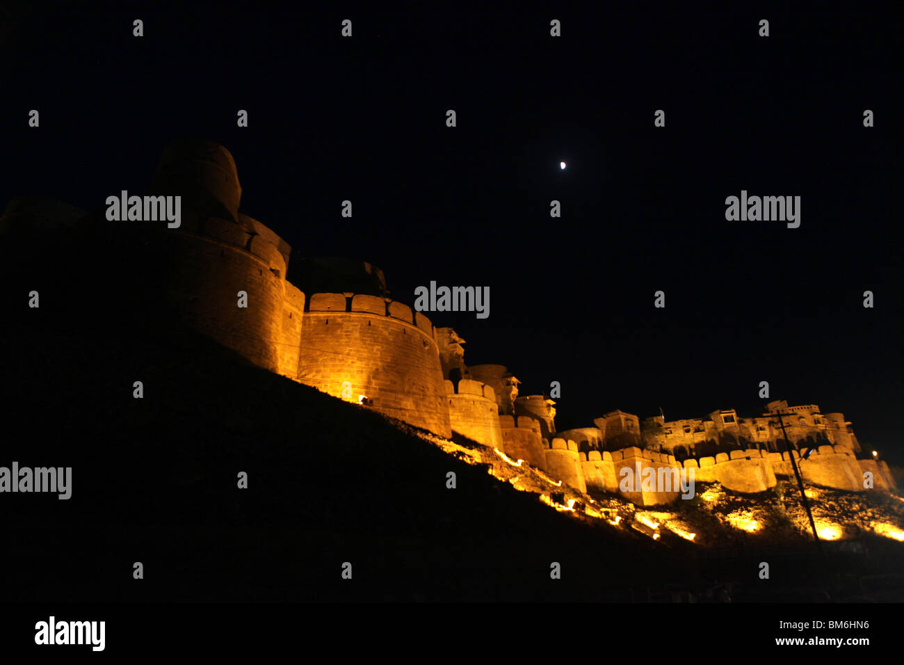 Night view of Jaisalmer Fort, built on Trikuta Hill in Jaisalmer ...