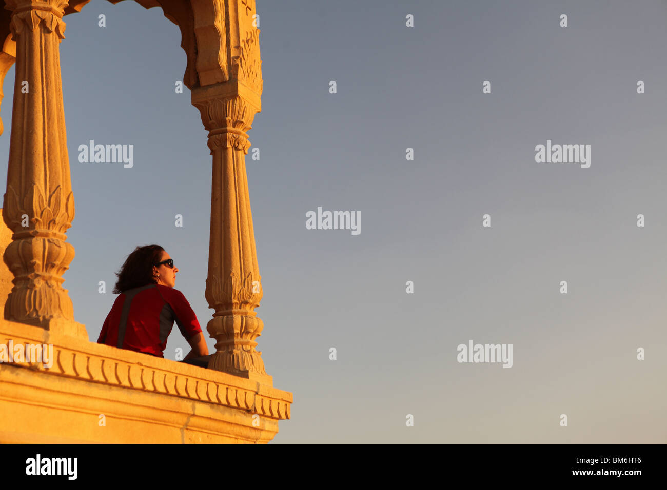 The Royal Cenotaphs or sunset point in Jaisalmer, Rajasthan, India ...