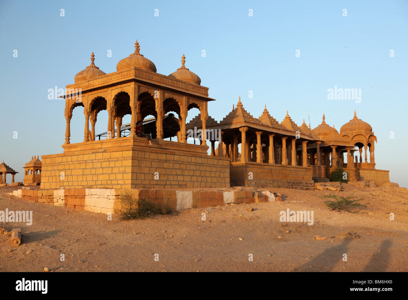 The Royal Cenotaphs or sunset point in Jaisalmer, Rajasthan, India ...