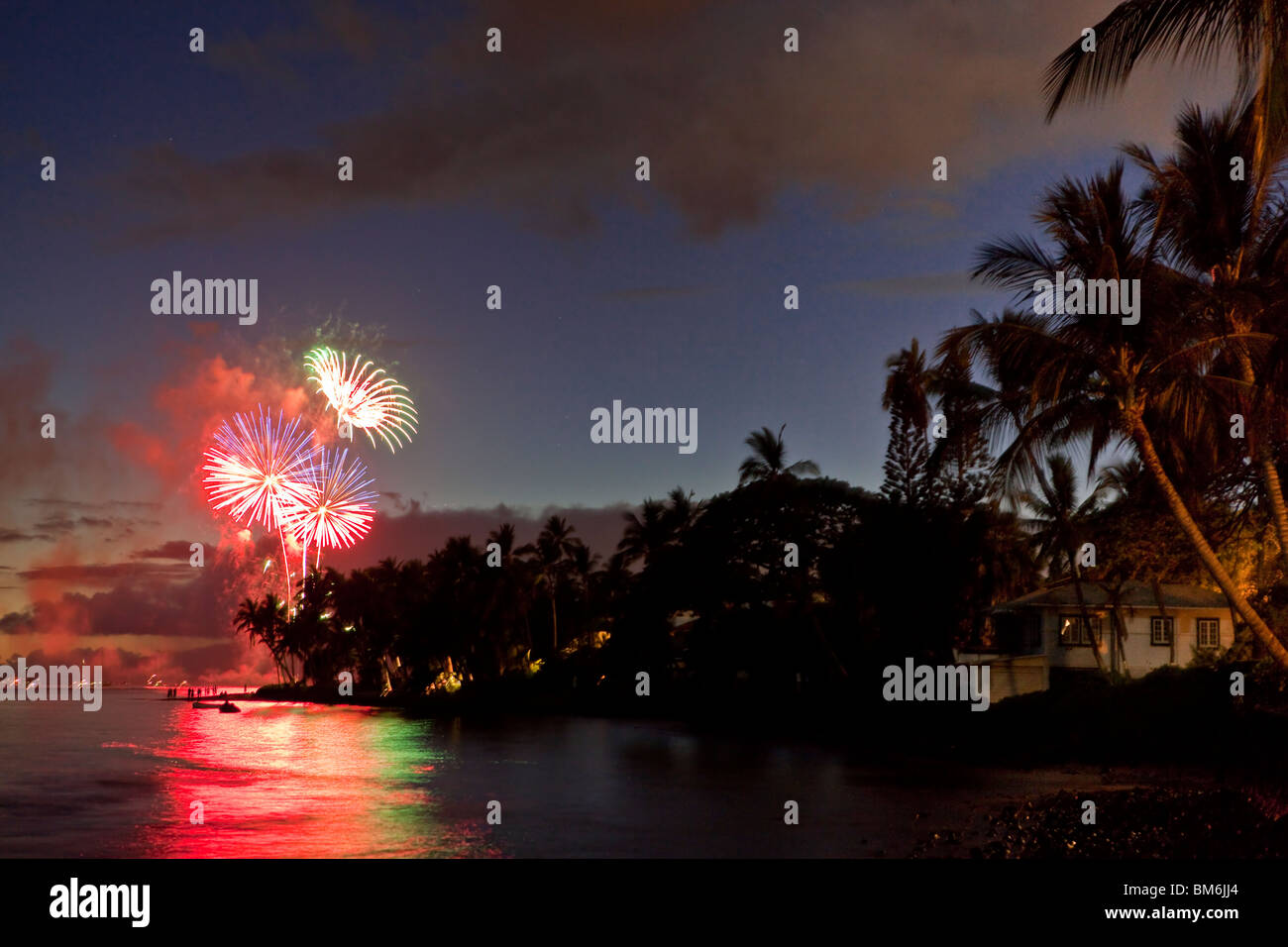fireworks over ocean Stock Photo - Alamy