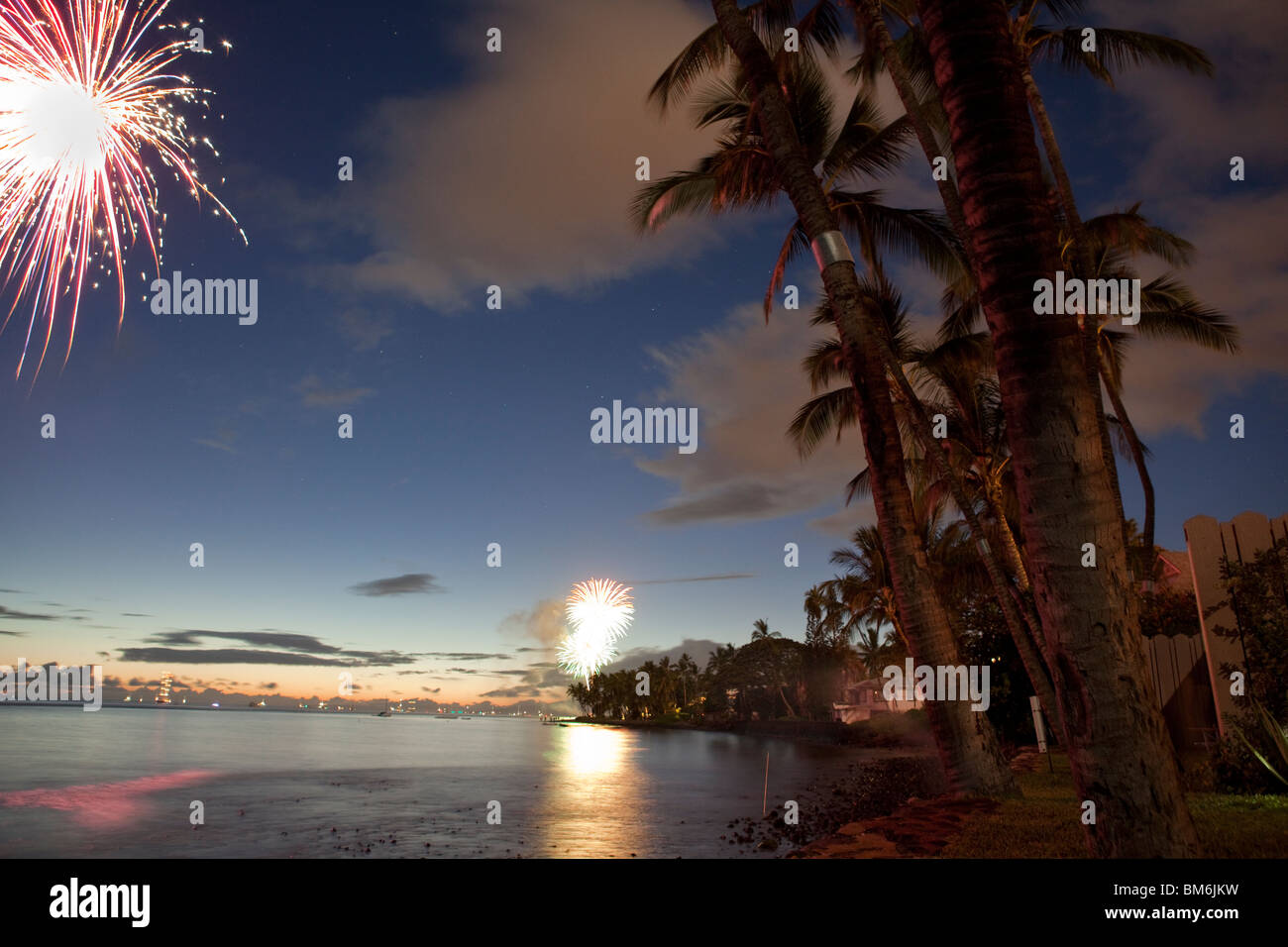 fireworks over beach Stock Photo - Alamy