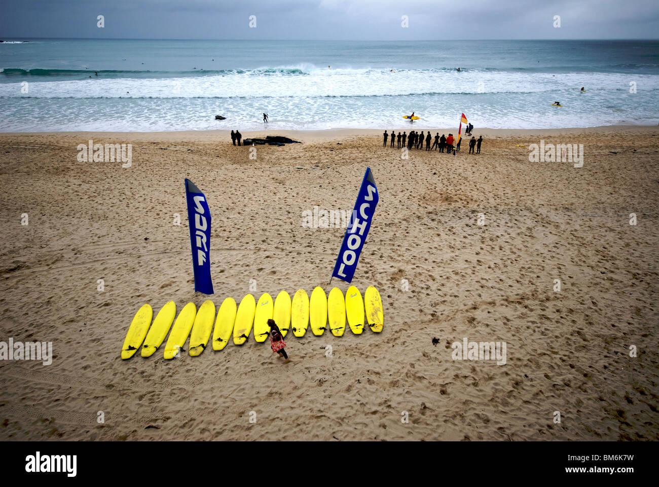 St Ives Cornwall UK Surfing School Beach Sea Surf Stock Photo - Alamy