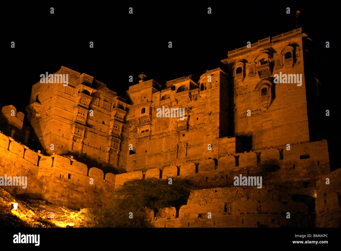 Night view of Jaisalmer Fort, built on Trikuta Hill in Jaisalmer ...