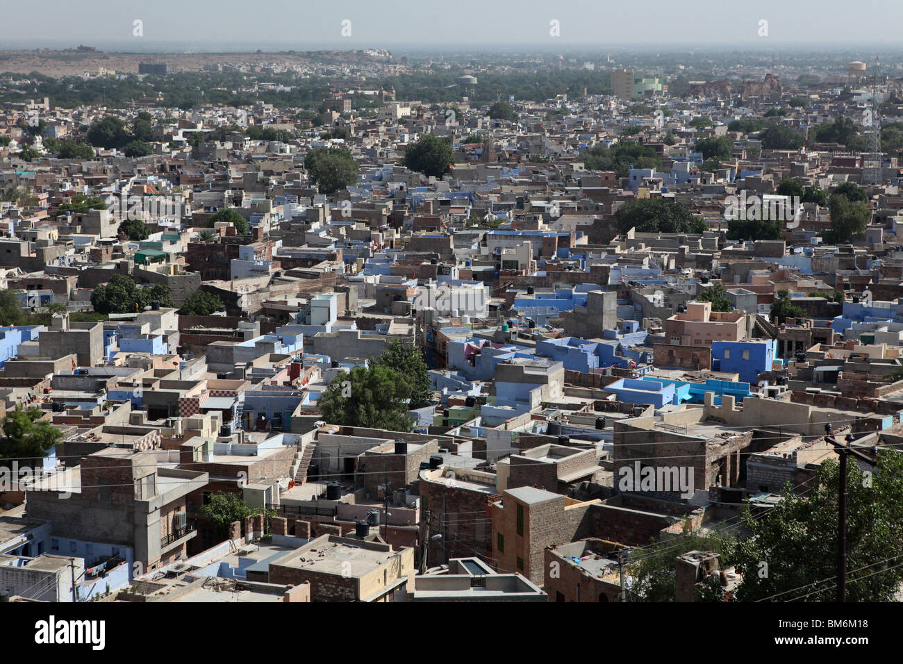 Wide view of Jodhpur, known as The Blue City in Rajasthan, India Stock ...