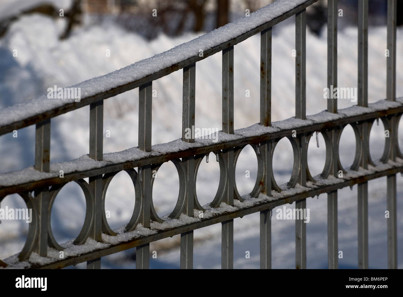 Gate Covered In Snow Stock Photo - Alamy