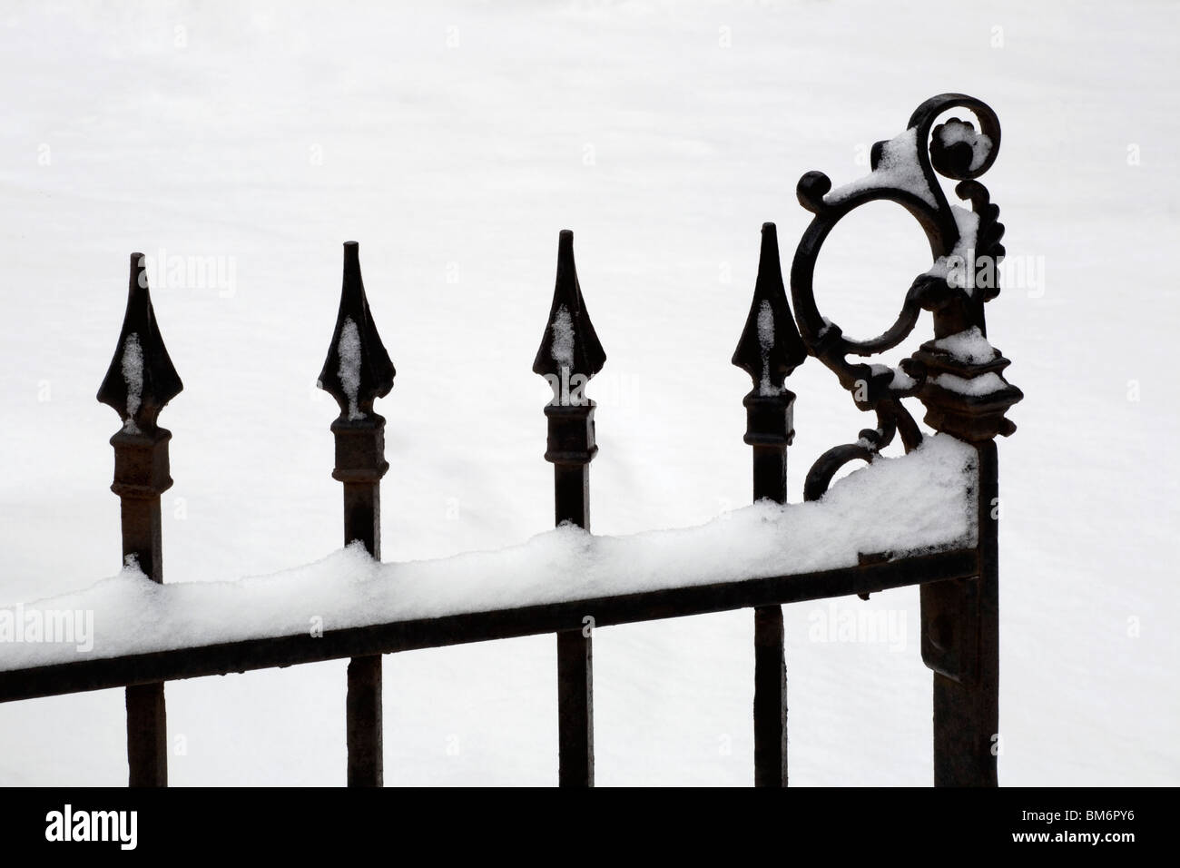 Iron Gate Covered In Snow Stock Photo - Alamy