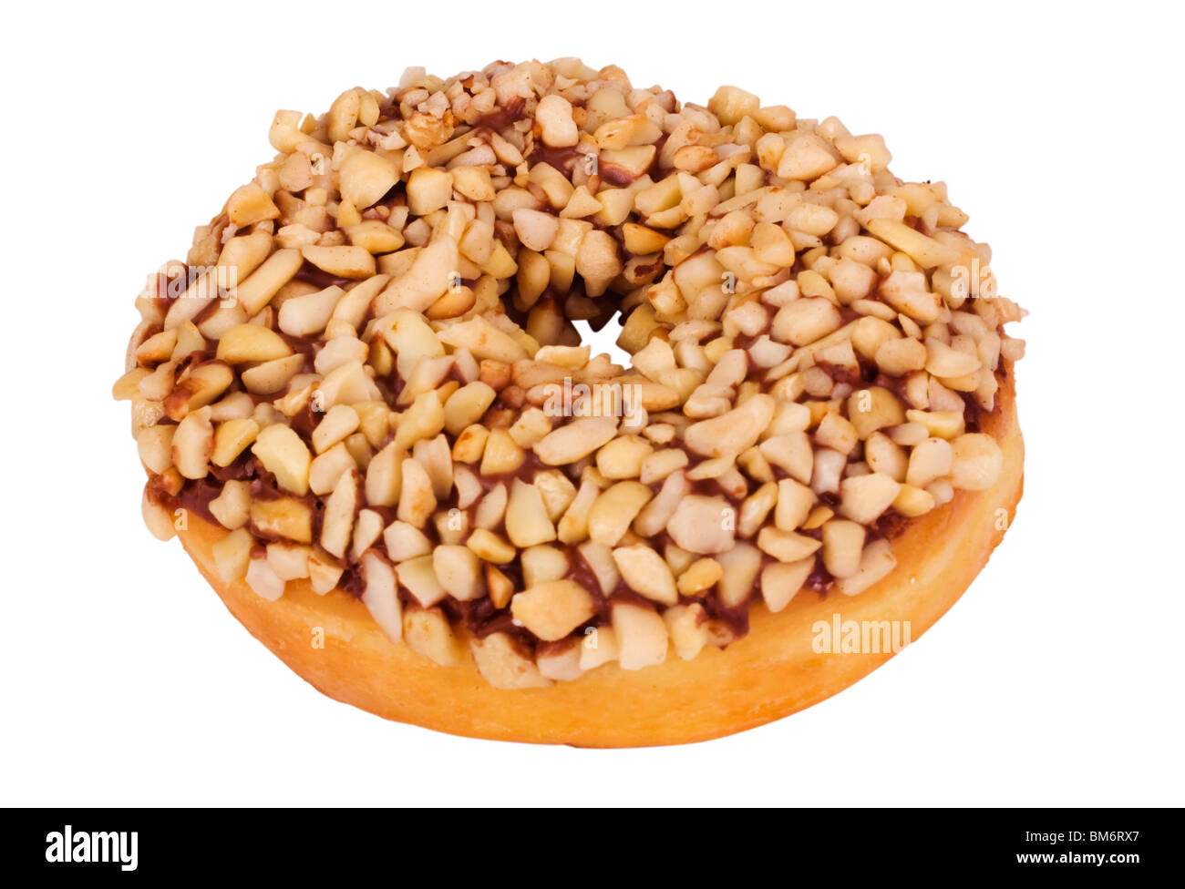 Close-up of a donut garnished with nuts Stock Photo - Alamy