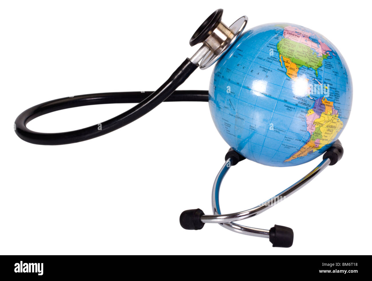 Close-up of a globe with a stethoscope Stock Photo - Alamy
