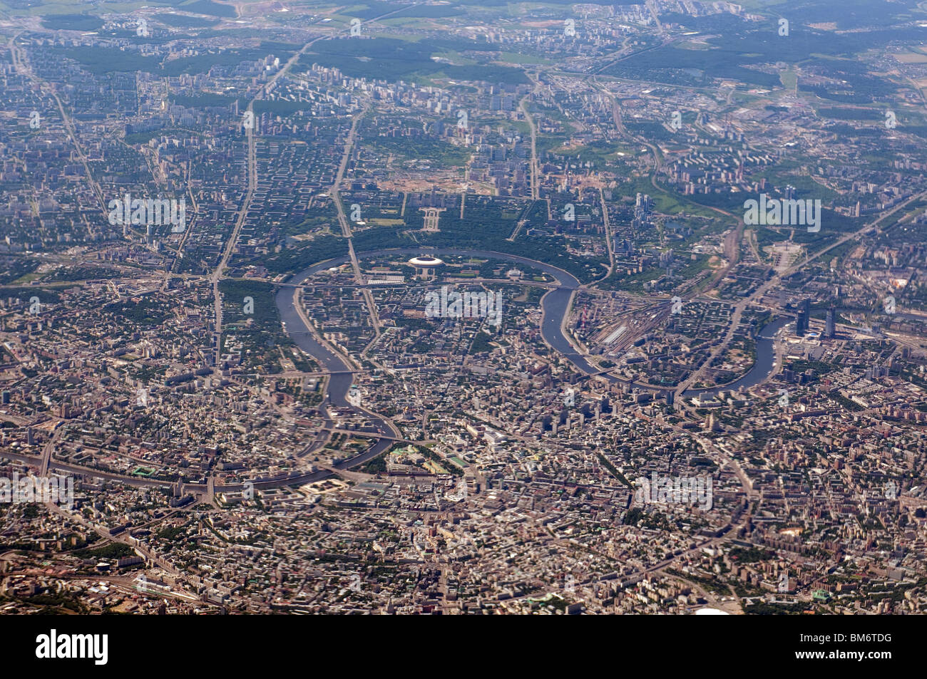 Moscow aerial view from airplane. Russia Stock Photo - Alamy