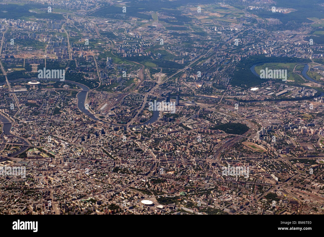 Moscow aerial view from airplane. Russia Stock Photo - Alamy