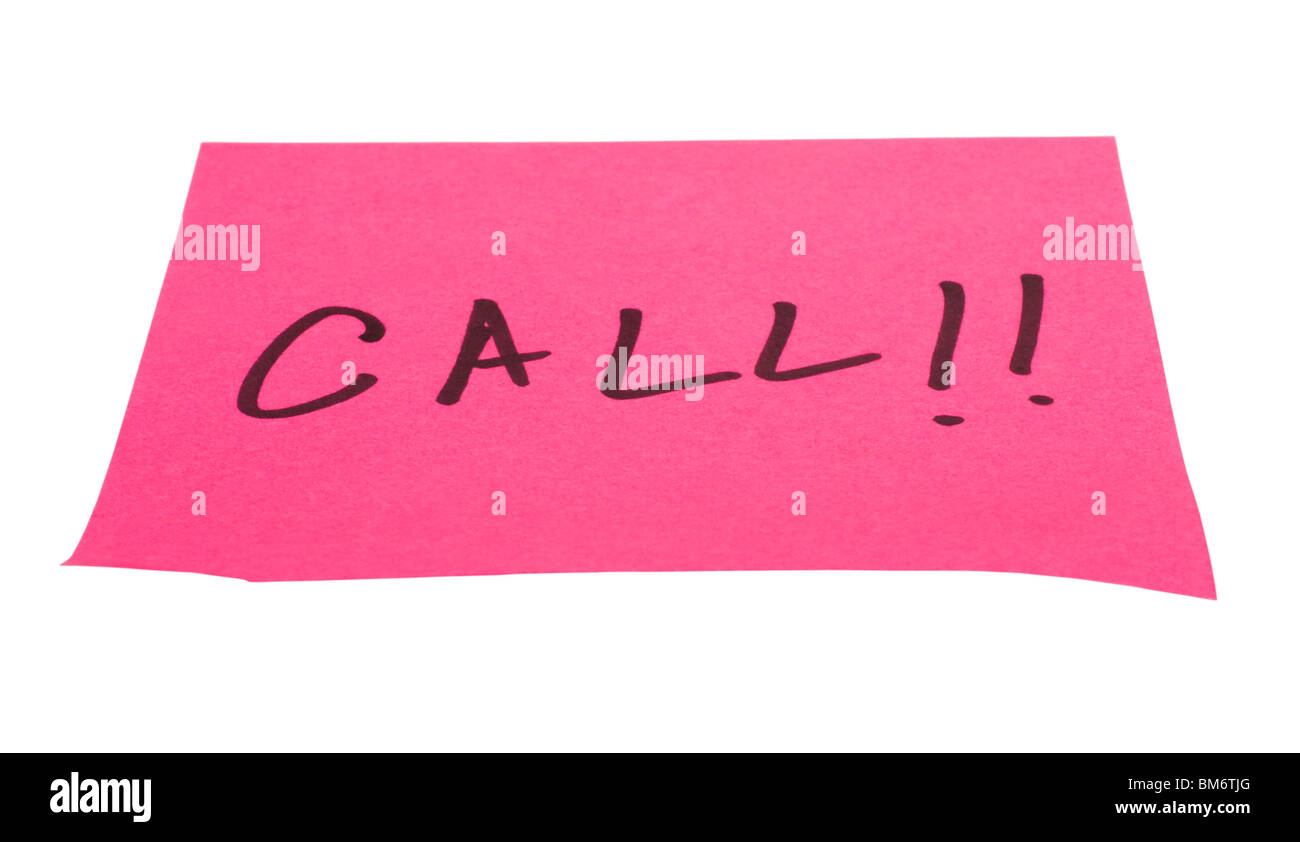 Word Call written on an adhesive note Stock Photo - Alamy