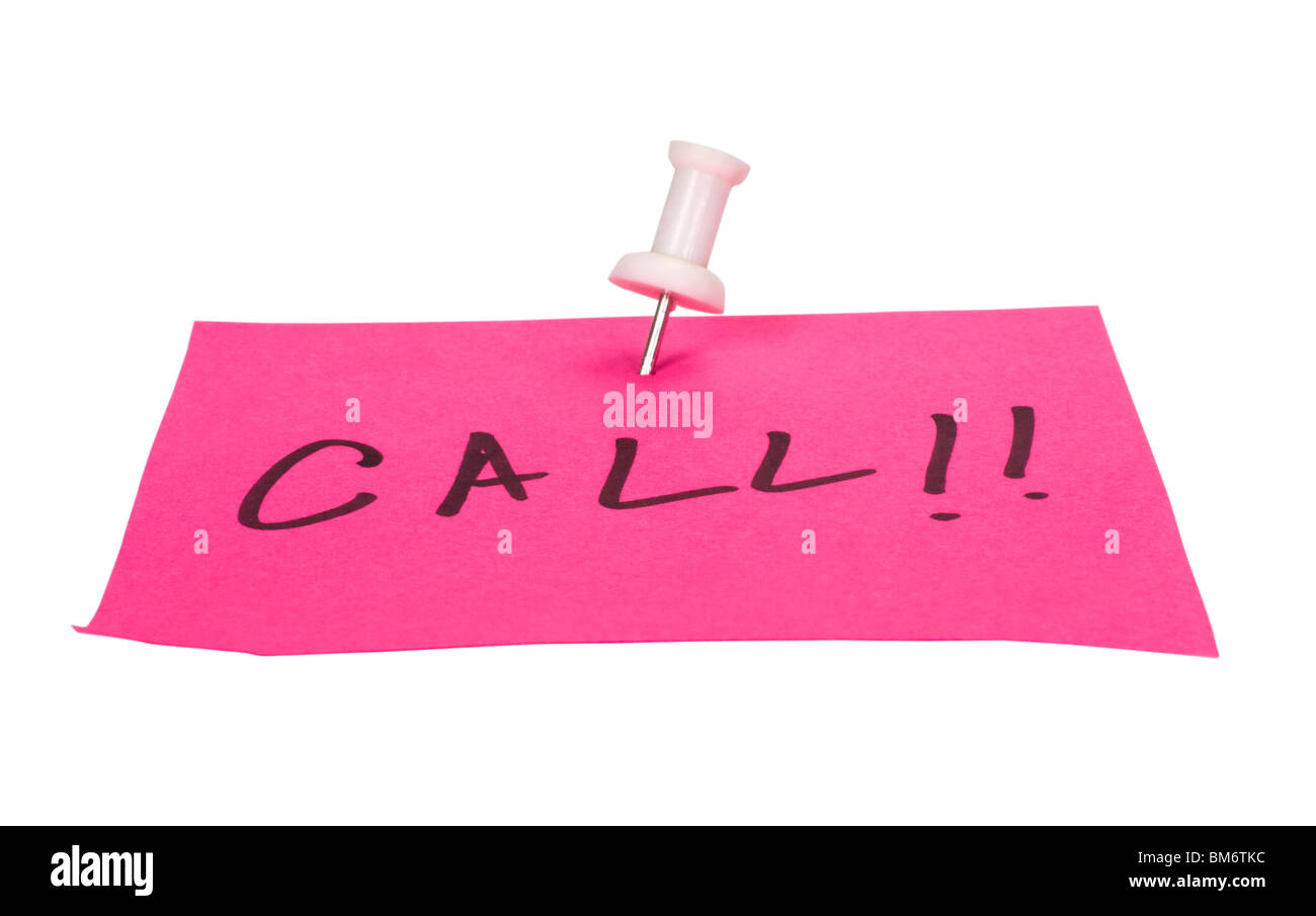 Word Call written on an adhesive note Stock Photo - Alamy