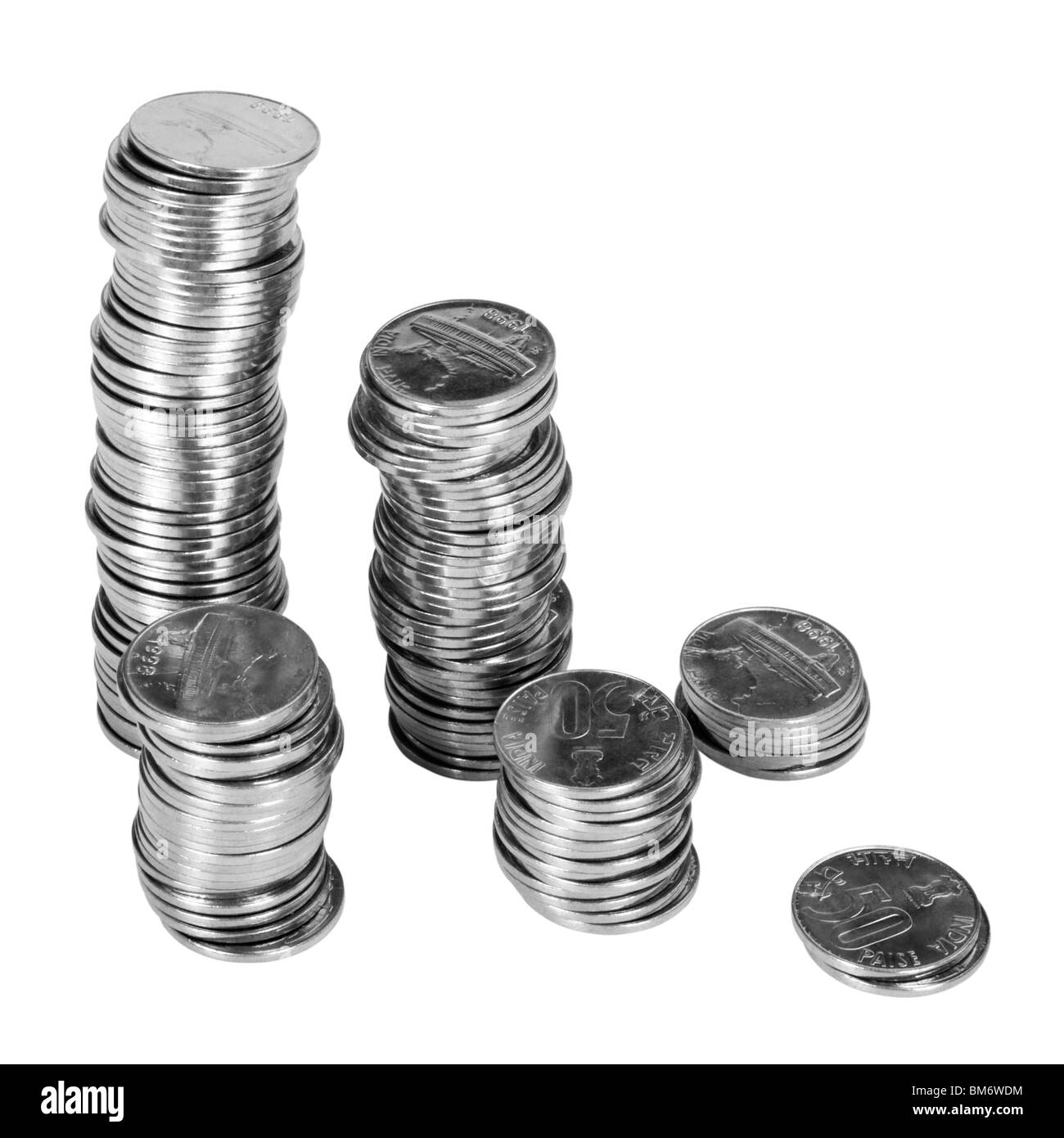 Close-up of stacks of coins Stock Photo - Alamy