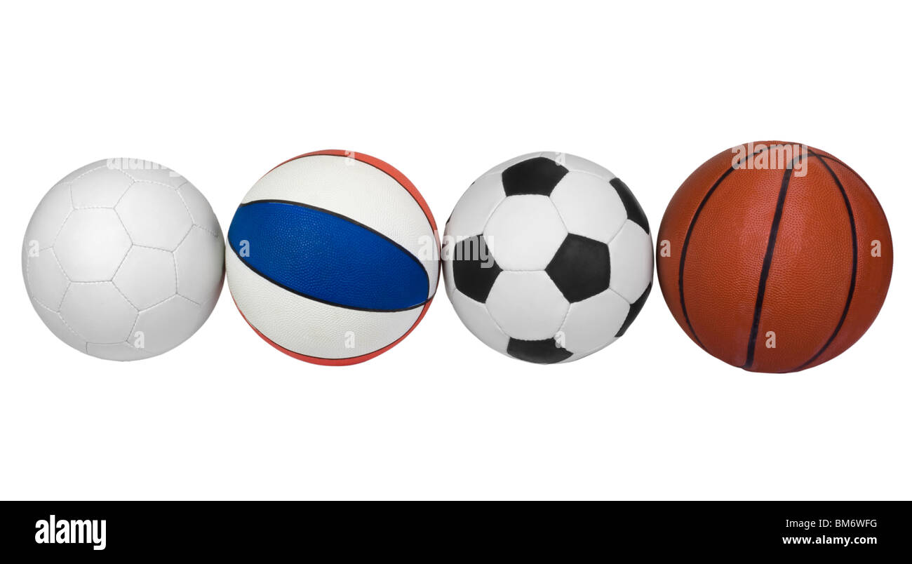 Close-up of various balls in a row Stock Photo - Alamy