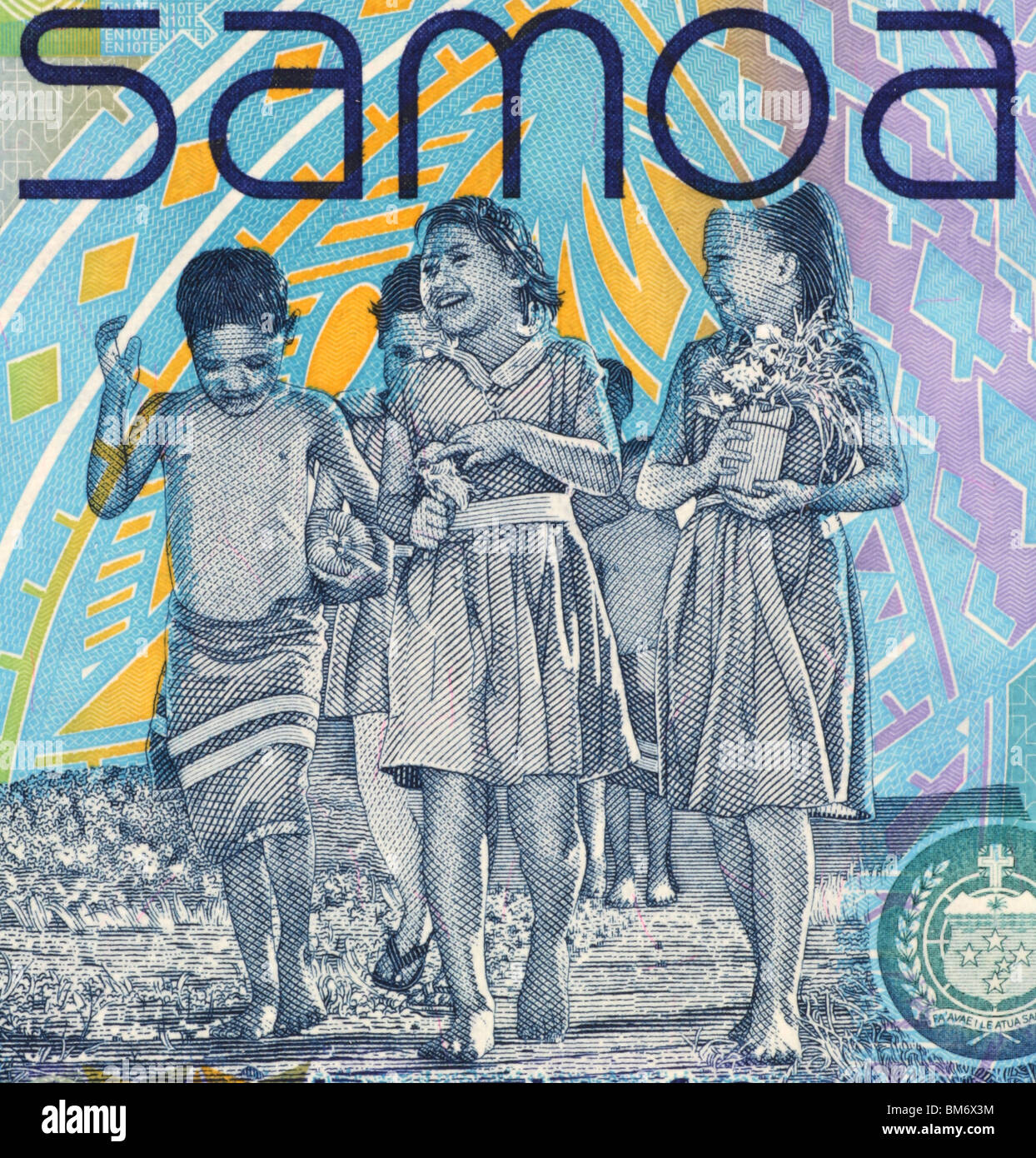 Children on 10 Tala 2008 Banknote from Samoa Stock Photo - Alamy
