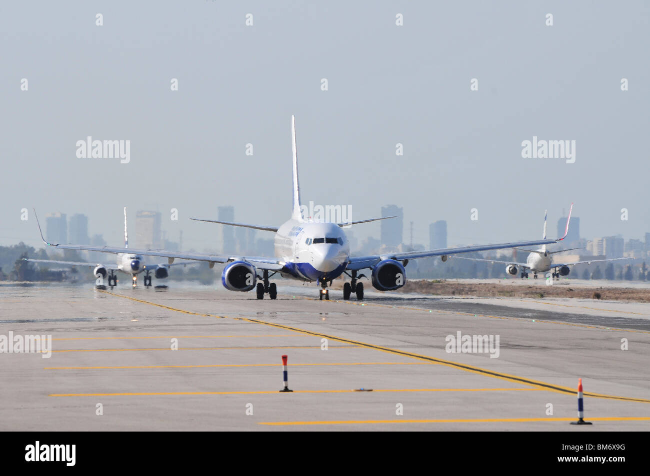 Israel, Ben-Gurion international Airport passenger jet at takeoff Stock ...