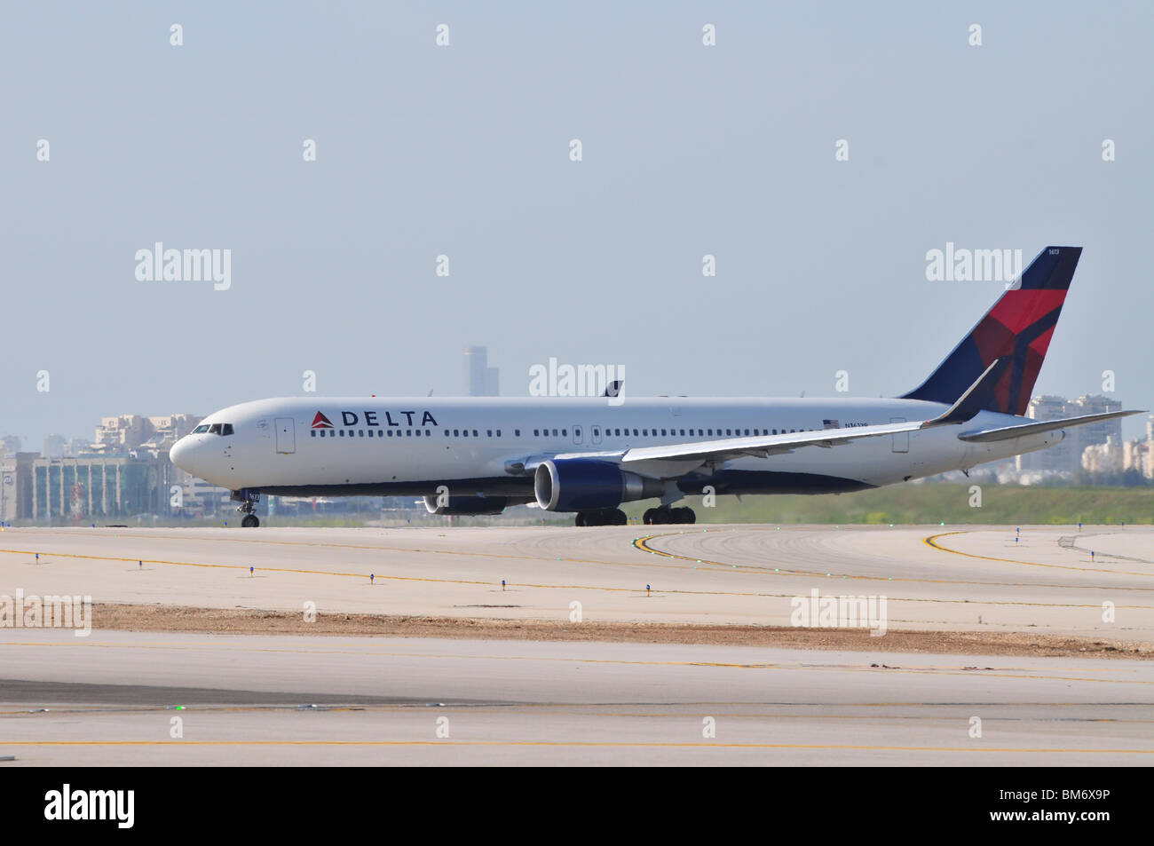 Israel, Ben-Gurion international Airport Delta Air lines passenger jet ...