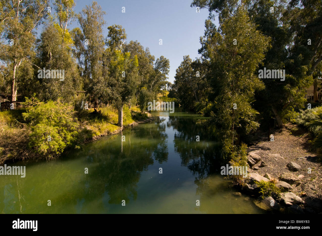 The Jordan river flowing at the northern Jordan valley near lake ...