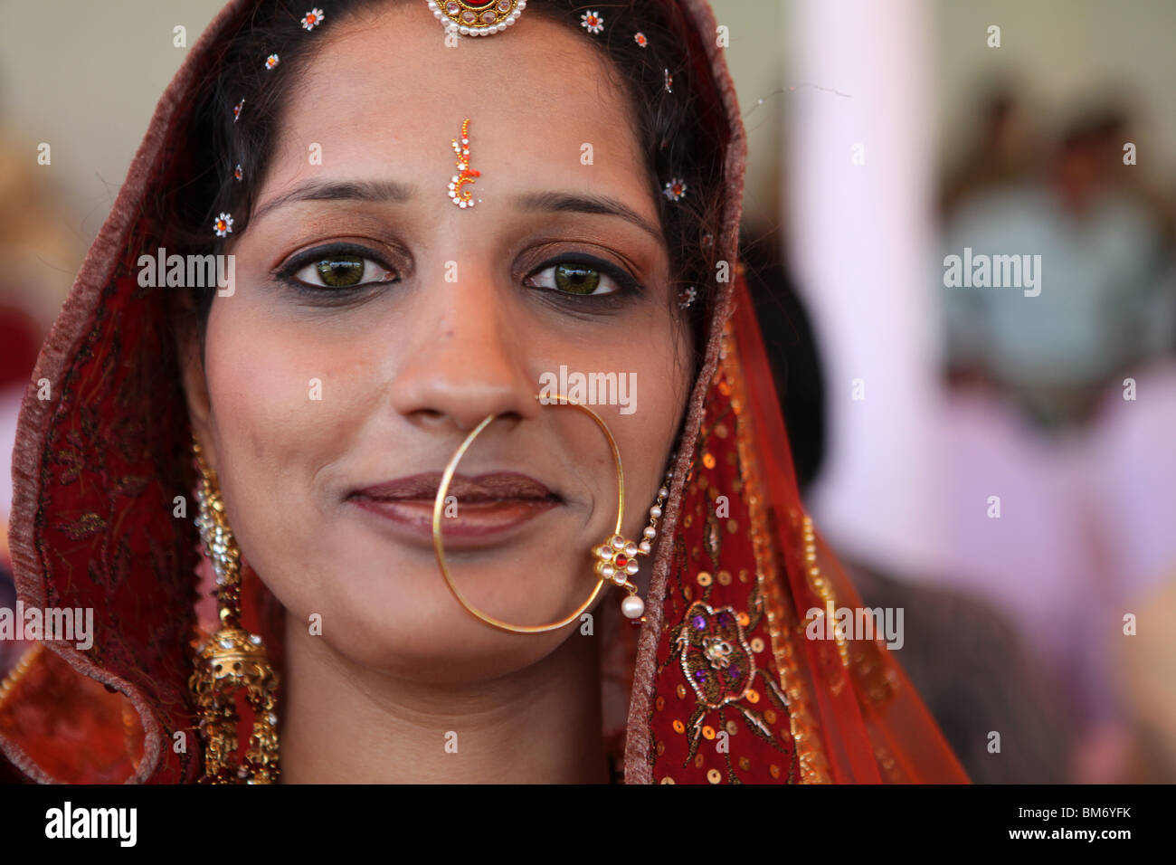 Portrait if a woman attending the at the 2009 Marwar Festival held at ...