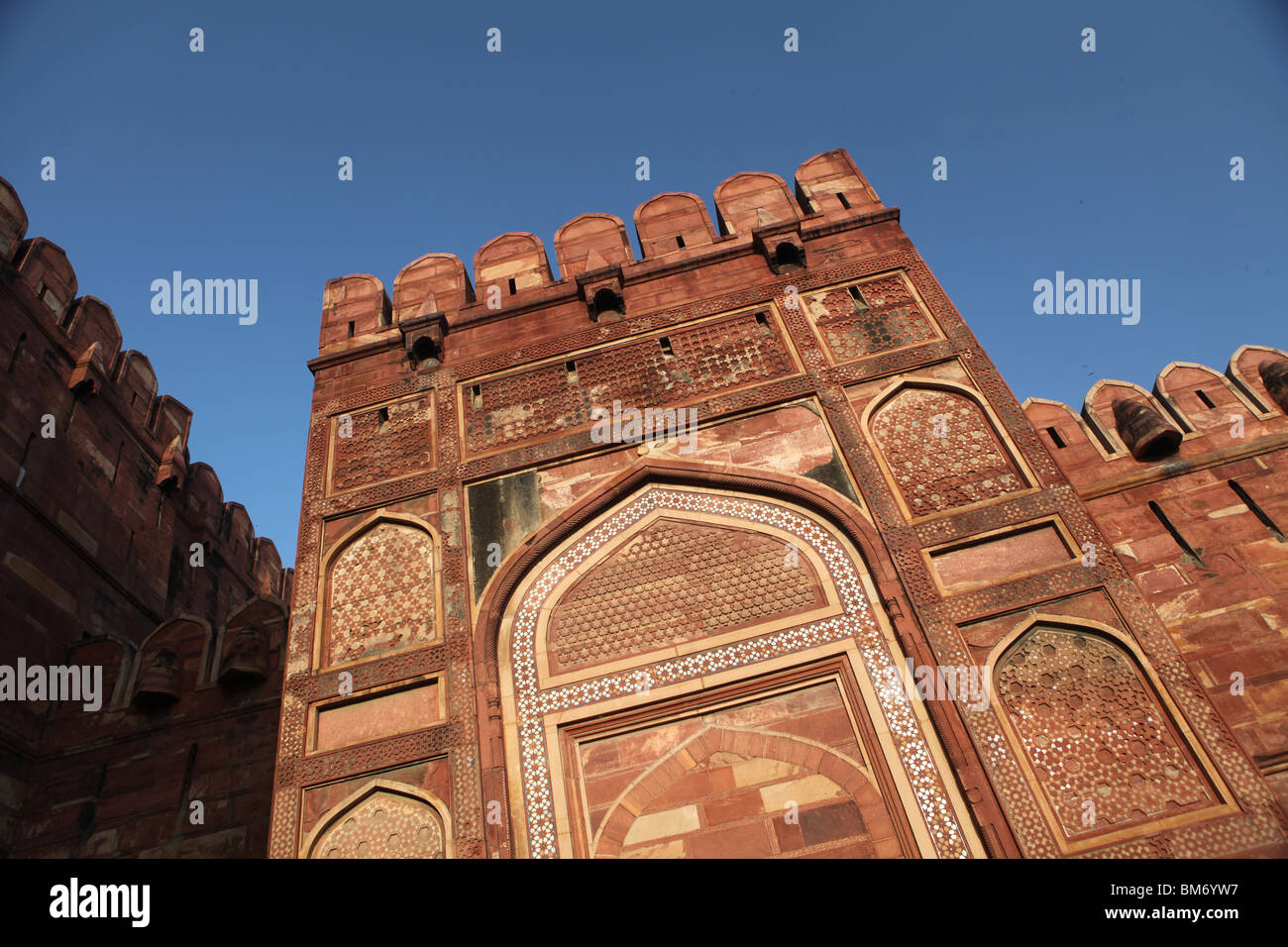 Detail of the main gate to the Red Fort in Delhi in India Stock Photo ...