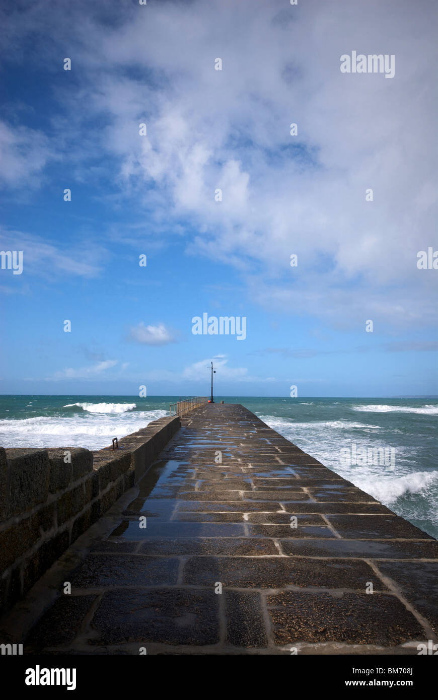 Porthleven Cornwall UK Harbour Harbor Quay Sea Wall Pier Stock Photo ...