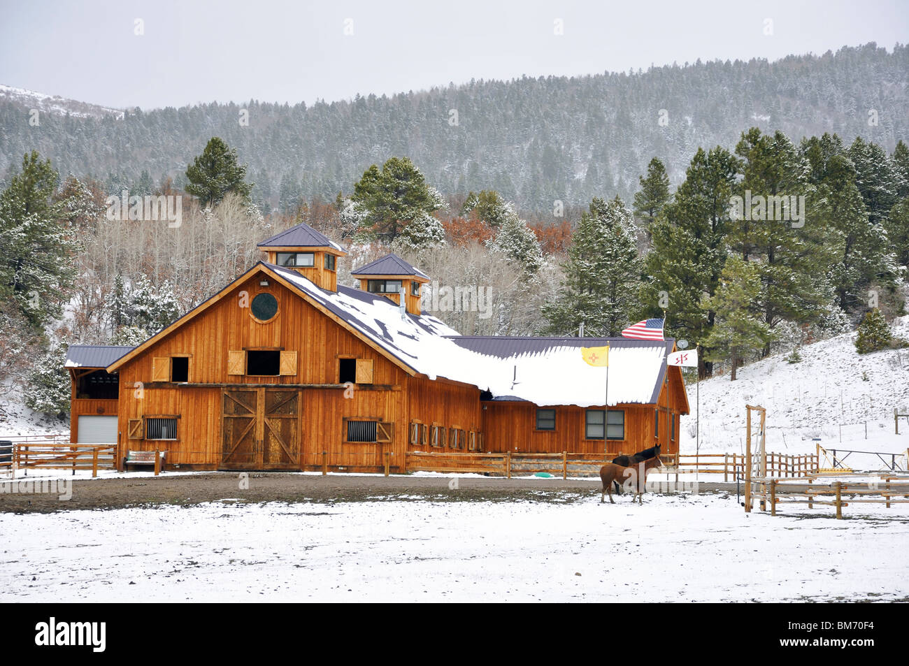Farm in winter, New Mexico, USA Stock Photo - Alamy