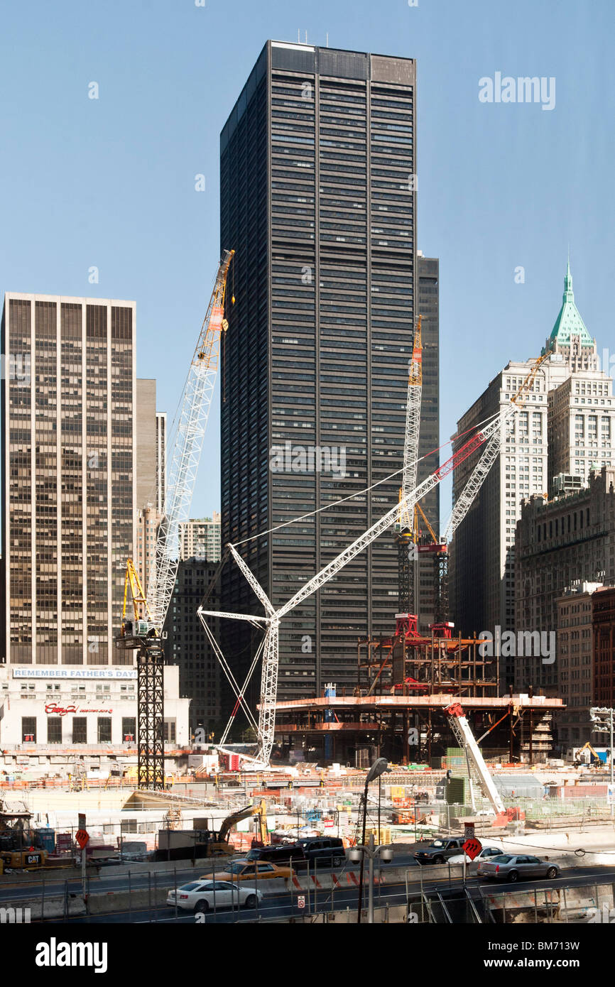 looking East across World Trade Center construction site to surrounding ...