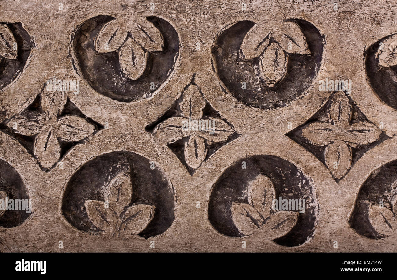 Floral pattern carved on a stone Stock Photo - Alamy