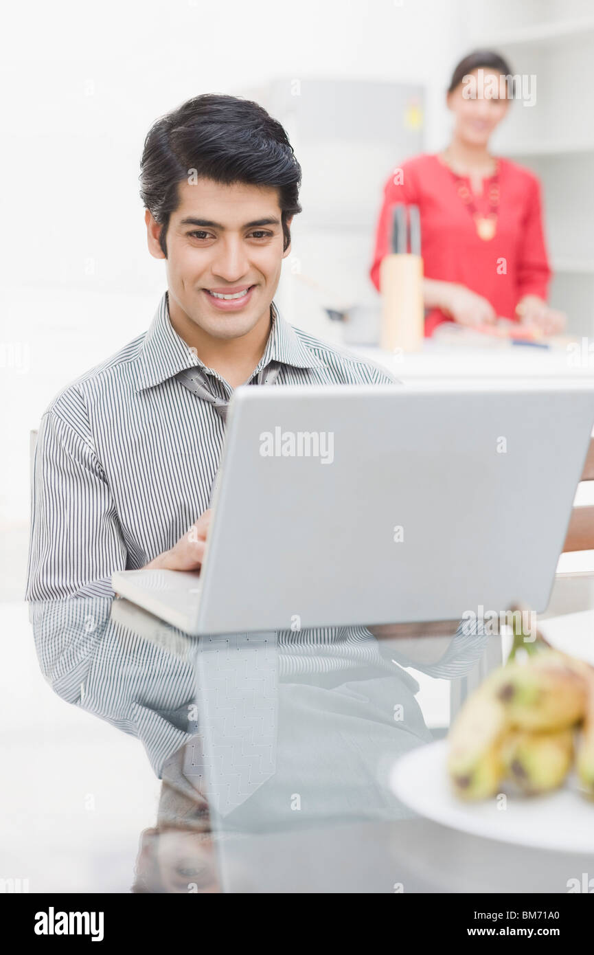 Indian man home laptop working hi-res stock photography and images - Alamy