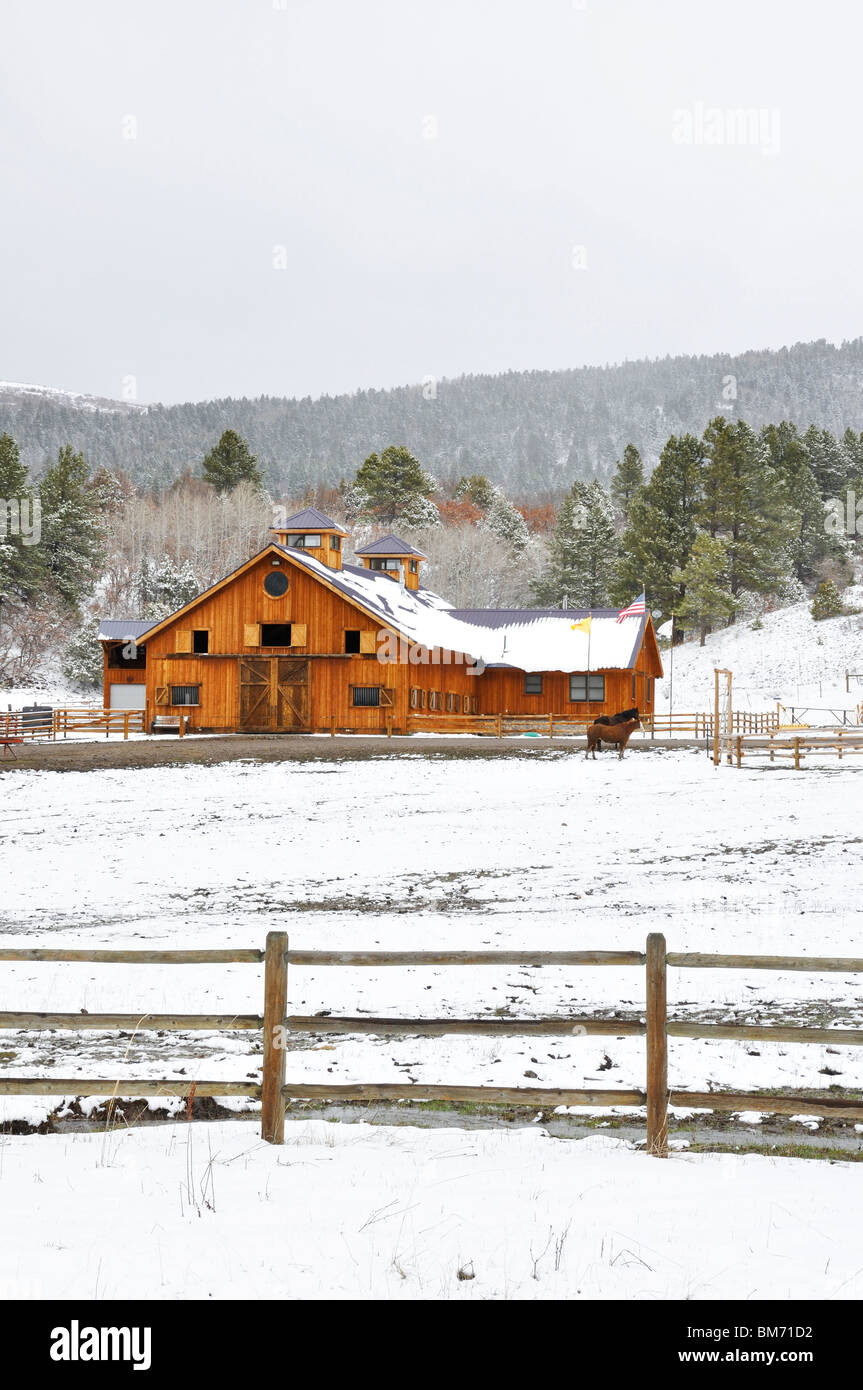 Farm in winter, New Mexico, USA Stock Photo - Alamy