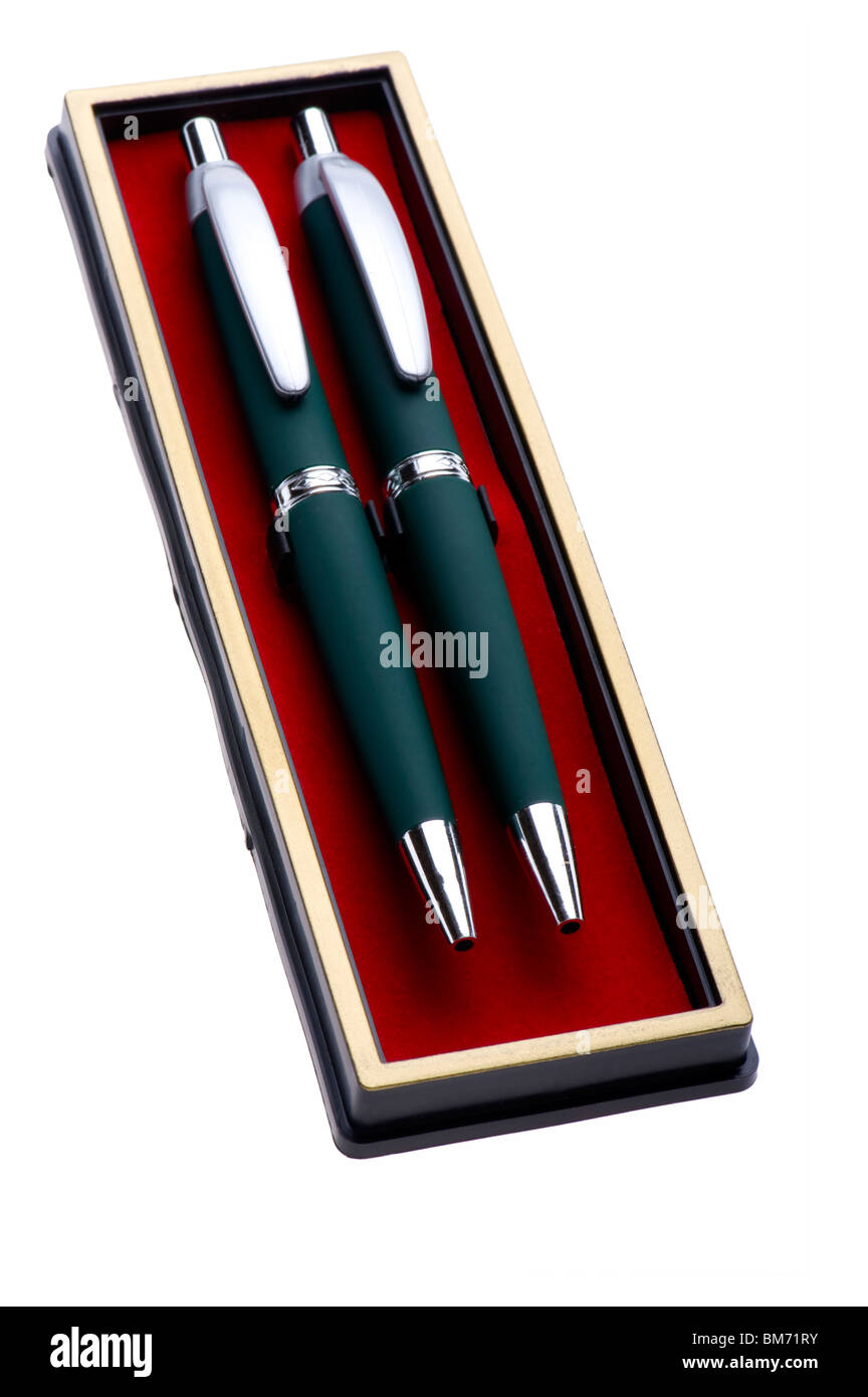 object on white - pen in box close up Stock Photo - Alamy
