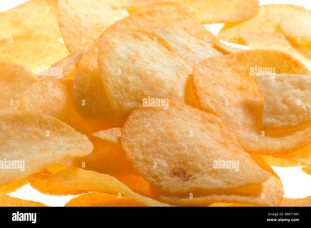object on white - food chips close up Stock Photo - Alamy