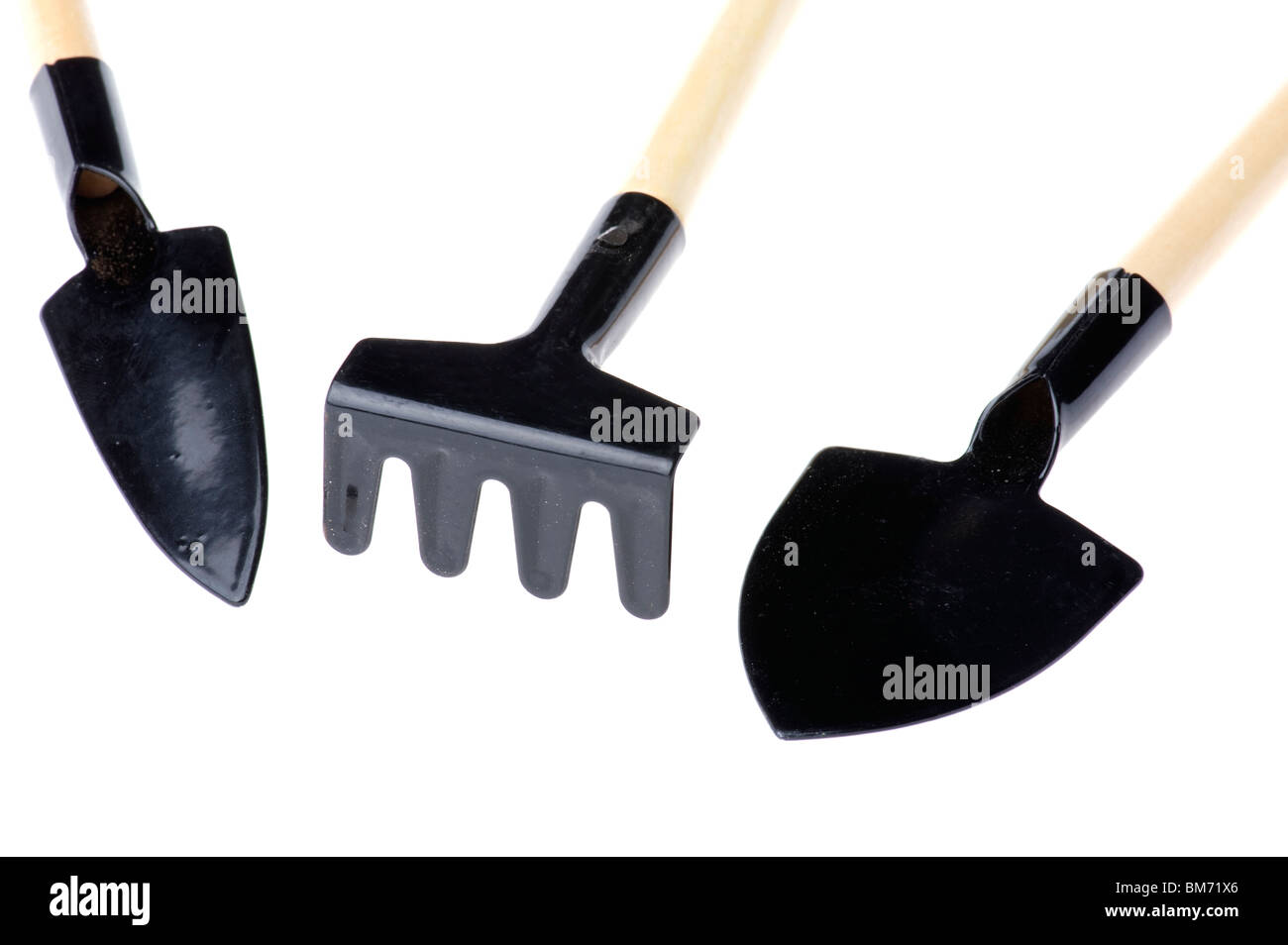 object on white - garden tool spade and rake Stock Photo - Alamy