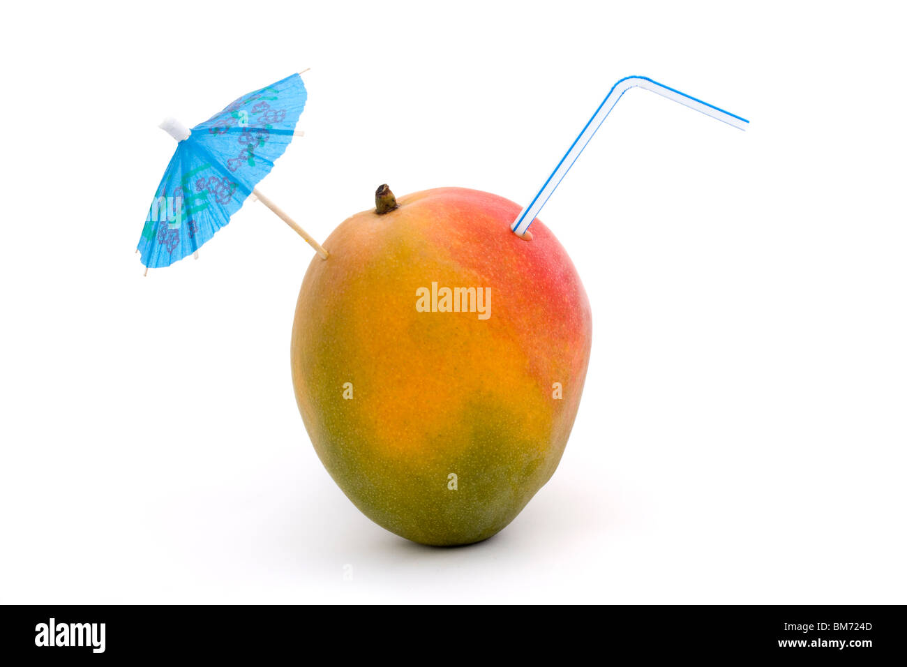 Mango juice with umbrella and red background hi-res stock photography ...