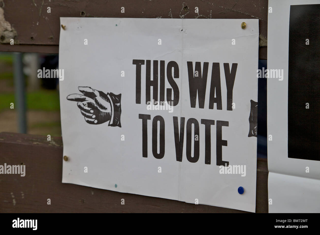 Polling station sign, England Stock Photo - Alamy