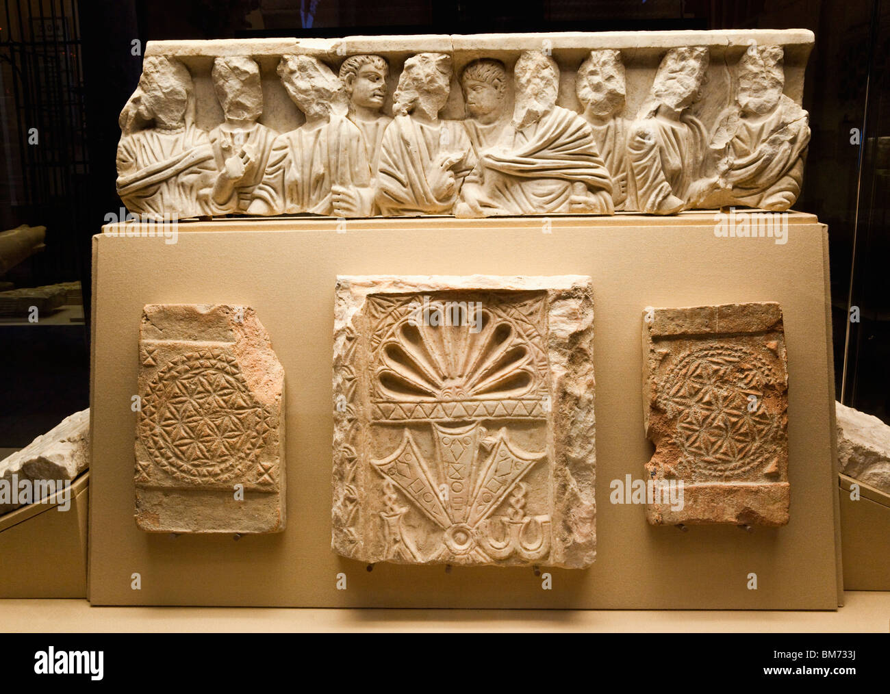 Fragments of Visigothic stonework, Cordoba, Spain. SEE DESCRIPTION FOR ...