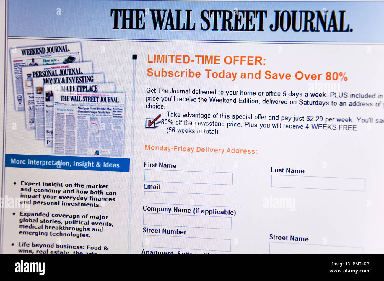 Wall street journal website hi-res stock photography and images - Alamy