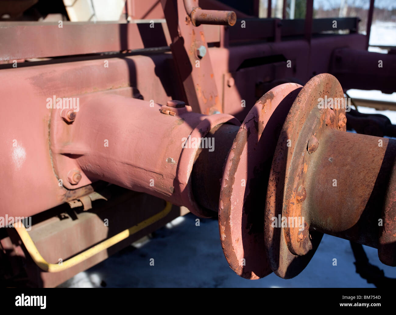 Bumpers between railroad box-cars Stock Photo - Alamy