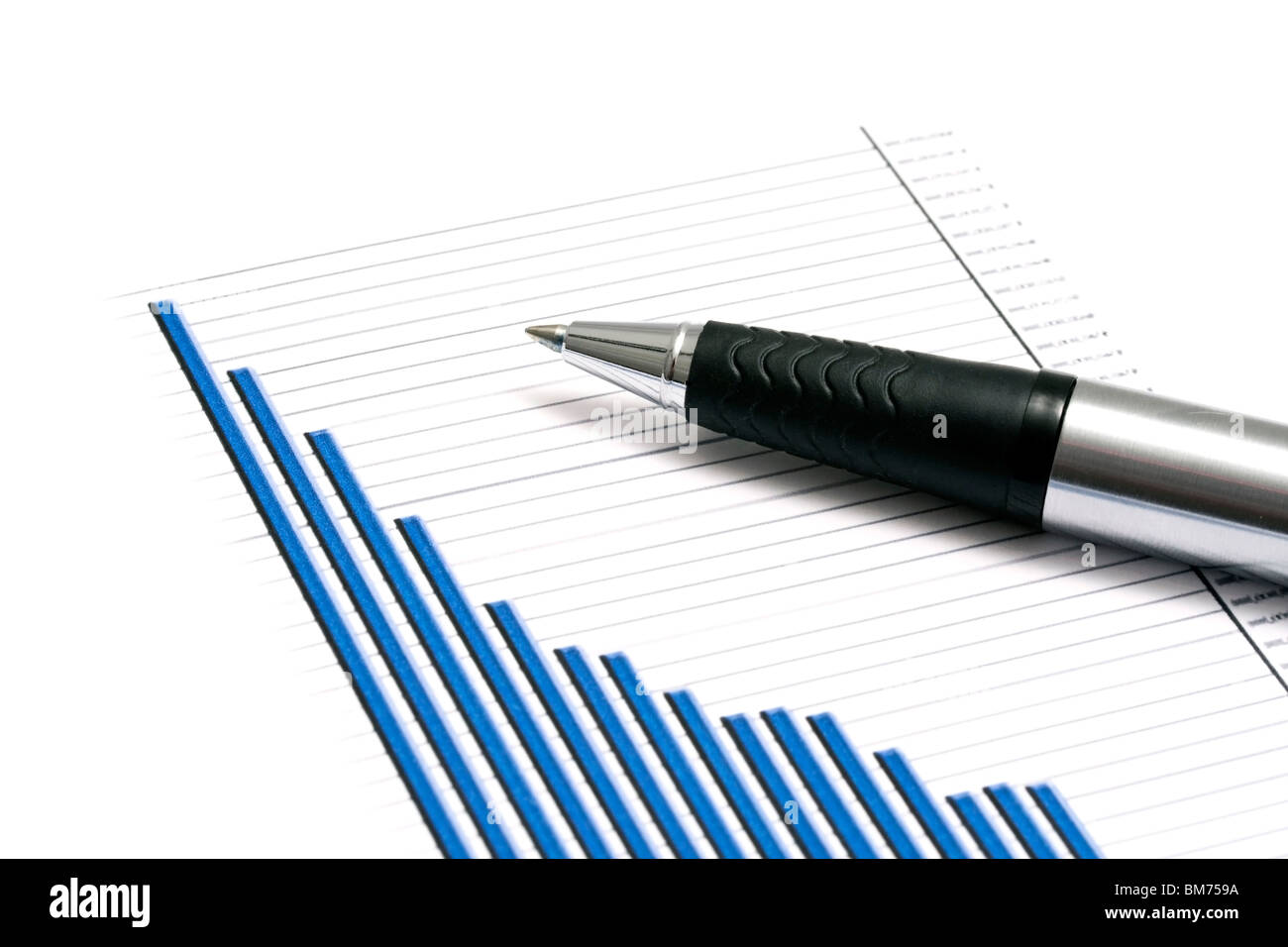 Business graph and a pen Stock Photo - Alamy