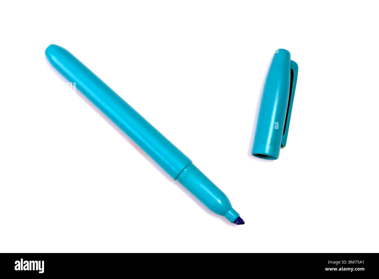 Blue highlighter isolated on white background Stock Photo - Alamy