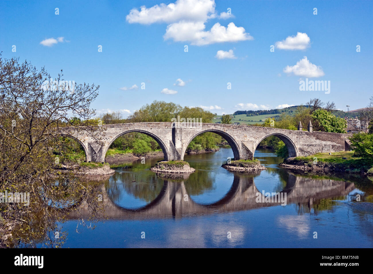 Stirling Old Bridge at the north end of Stirling in Scotland with River ...