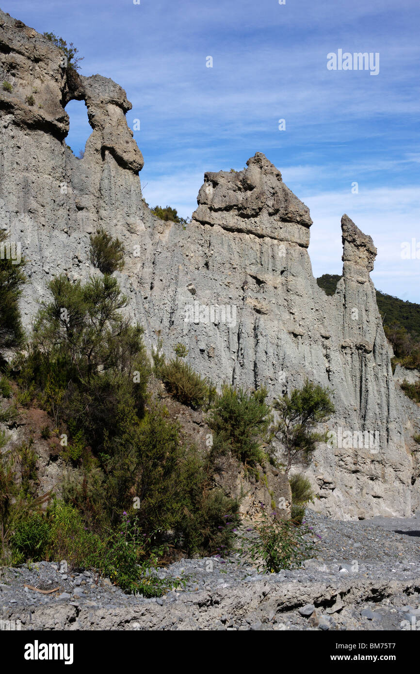 The Putangirua Pinnacles rock formations in Palliser Bay on the ...