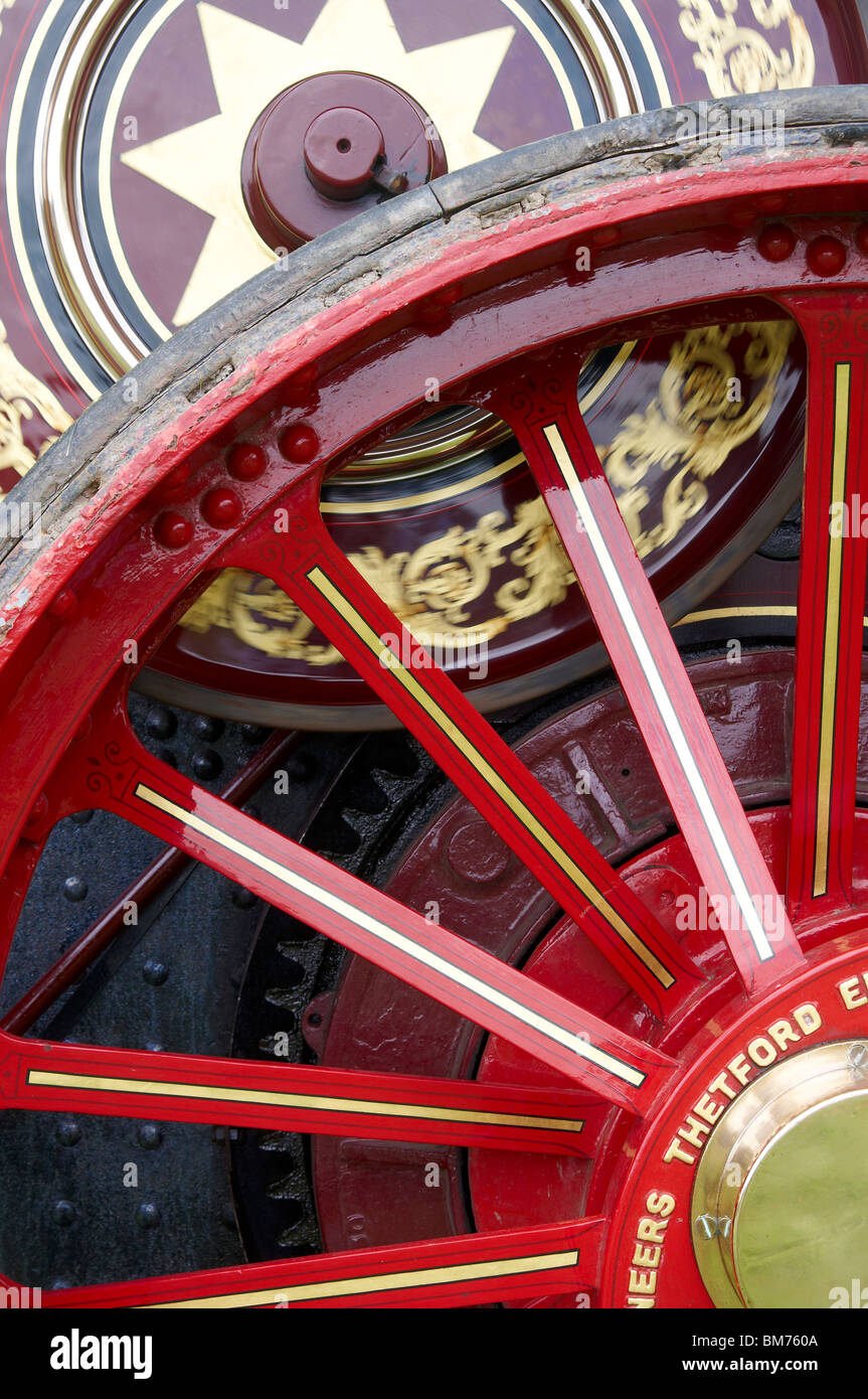 Iron road wheel on a steam traction engine Stock Photo - Alamy