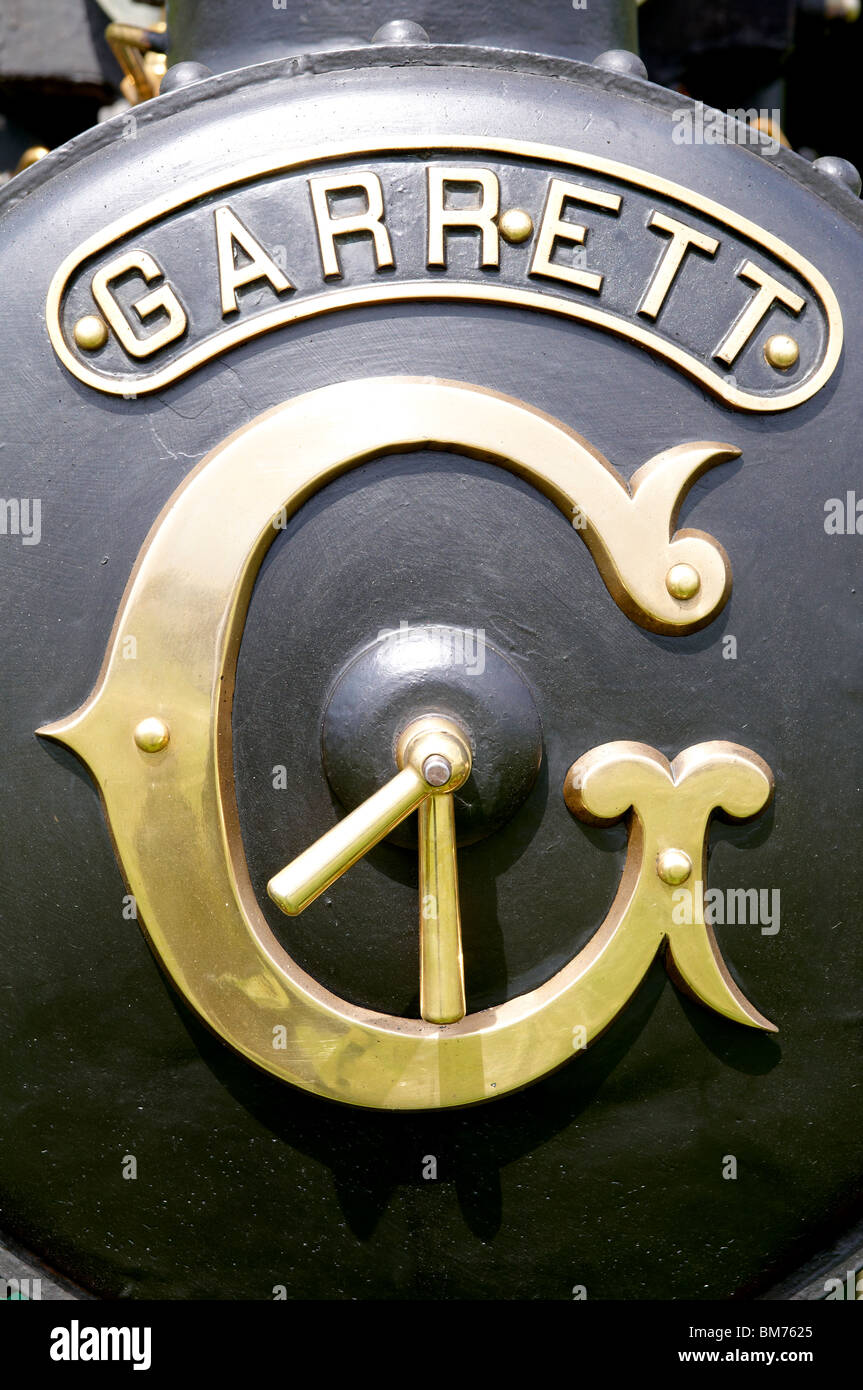 Garrett makers nameplate and cast letter G on the smokebox of a Garrett ...