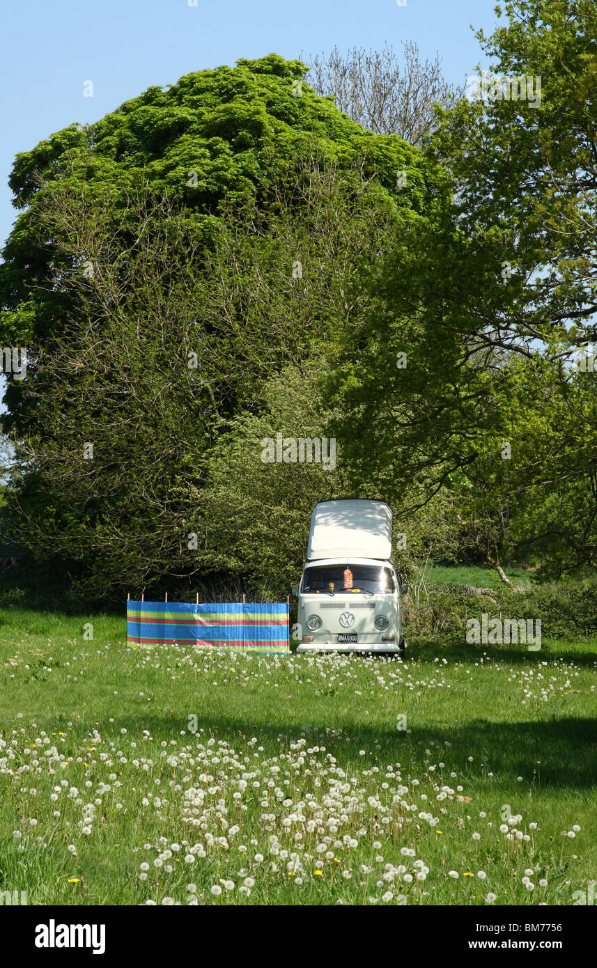A VW campervan in the English countryside Stock Photo - Alamy
