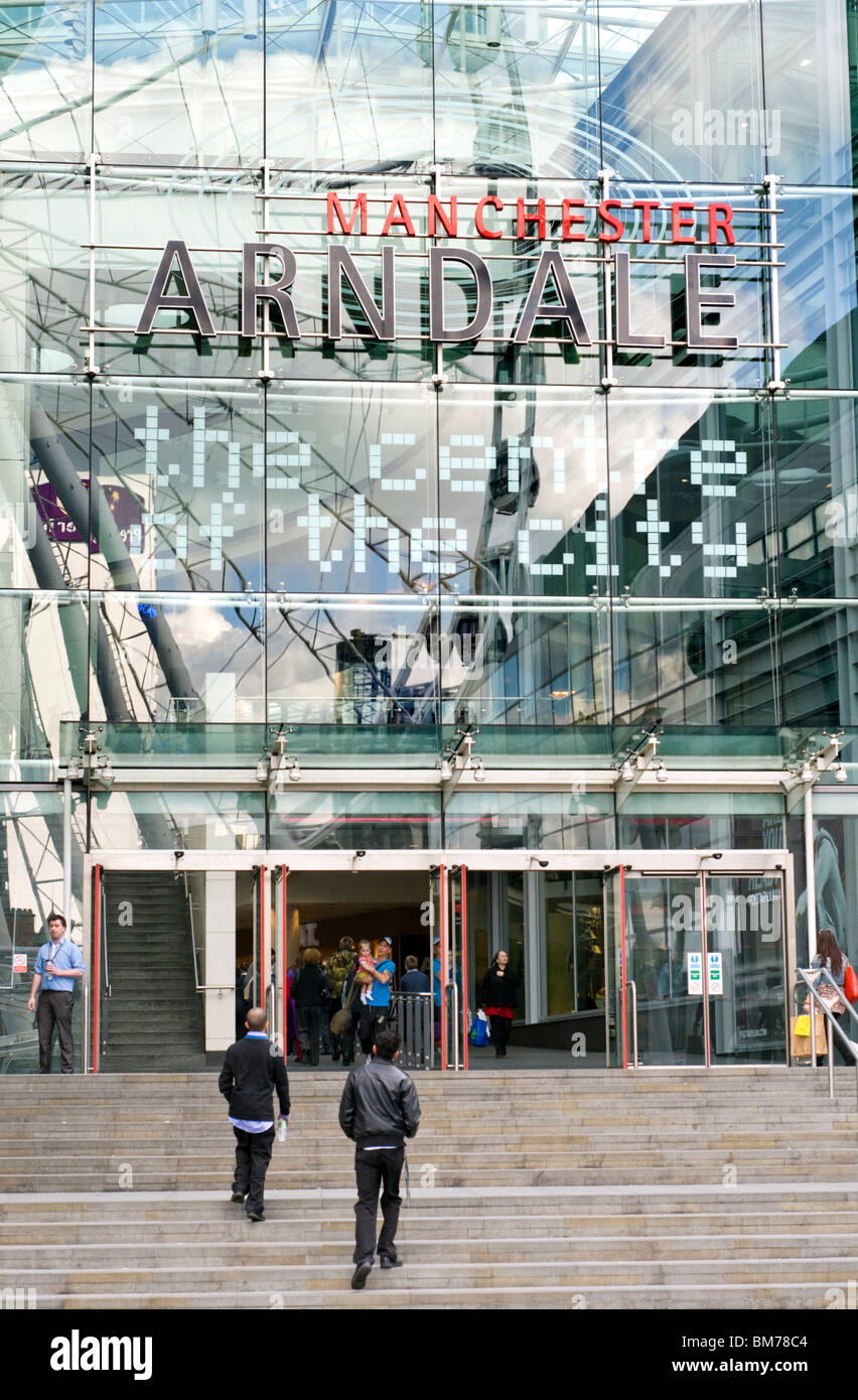 Shoppers outside the Arndale shopping centre in Manchester, England, UK ...